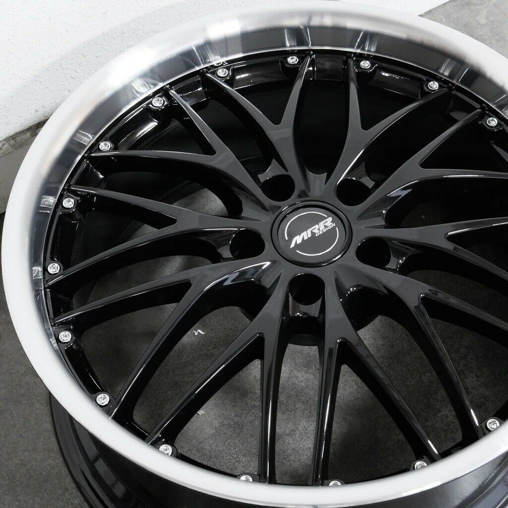 18" MRR GT1 Wheels Black Machined Lip 18x8.5 +35 18x9.5 +40 5x120 Rims ...
