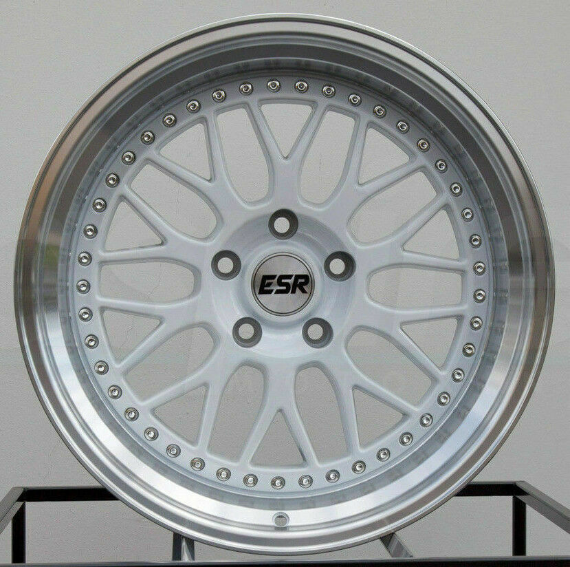 19 Inch ESR SR01 White Machined Lip Wheels 19x9.5 +22 5x114.3 Rims Set ...