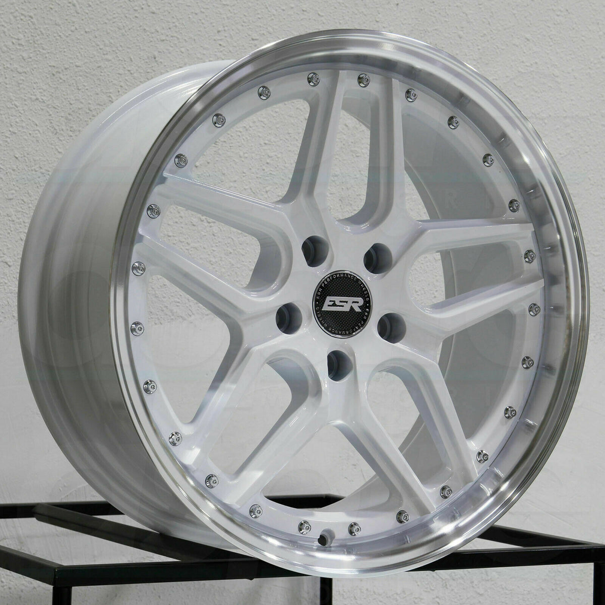 ESR CS15 Wheels 18x8.5 +30 5x100 Gloss White Machined Lip 18 Inch Rims ...