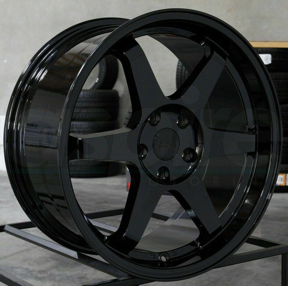 19 Inch ESR SR07 Gloss Black Wheels 19x9.5 / 19x10.5 +22 5x114.3 Rims ...