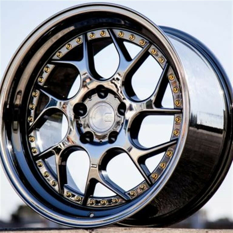 18x10.5 Inch Black Chrome Aodhan DS01 5x114.3 +22 Deep Dish Wheels Rim ...