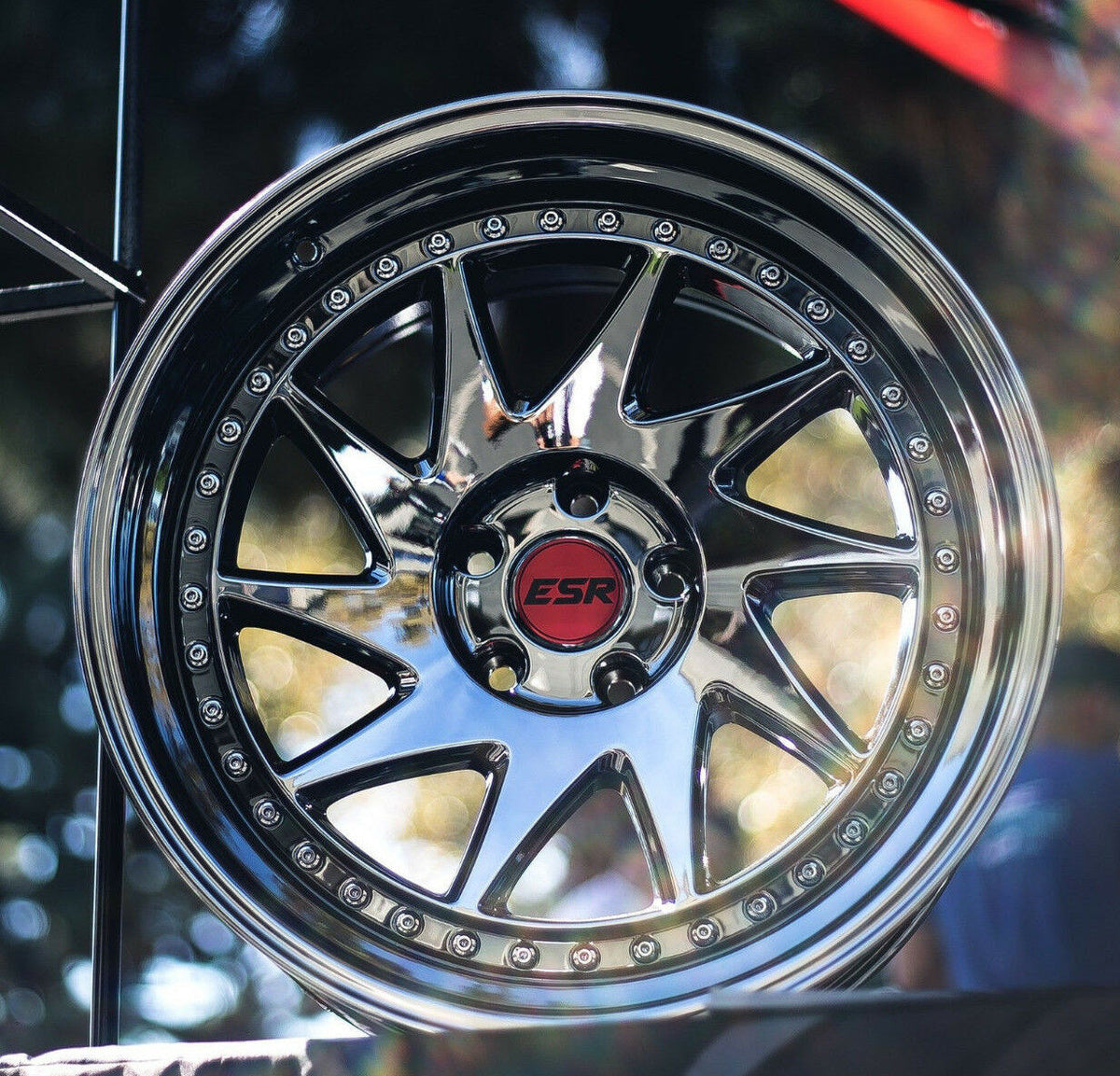 18" ESR SR09 Wheels 18x10.5 +22 5x120 Vacuum Black Chrome Rims Set (4 ...