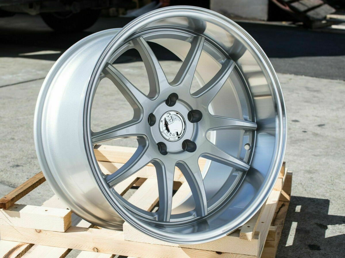 18" AODHAN DS02 18x10.5 5x114.3 +22 Silver Machined Face Wheels (Set o ...