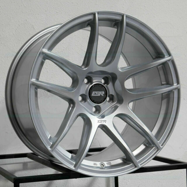 18x10.5 5x120 +22 ESR CS8 Wheels Hyper Silver 18 Inch Concave Rims Set ...