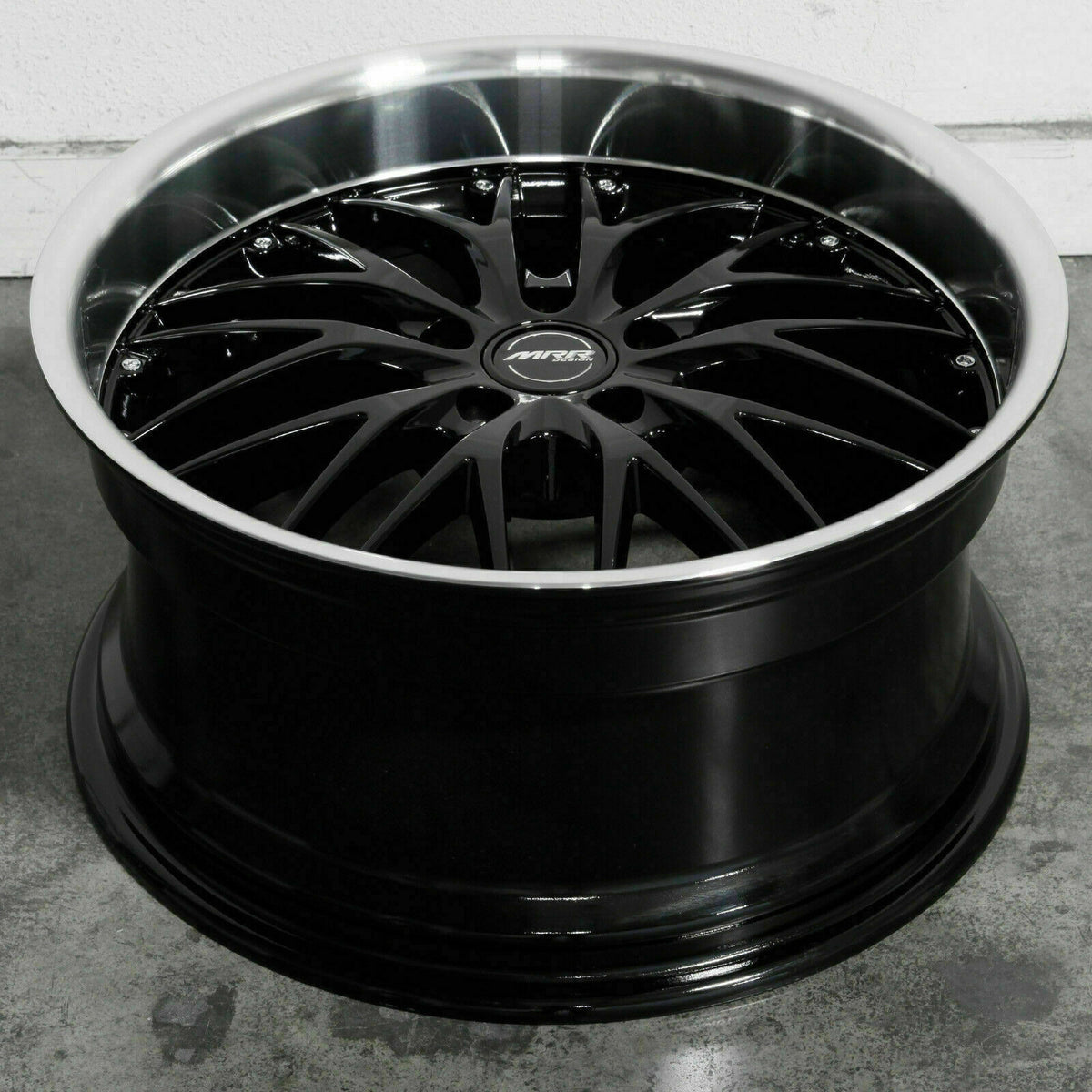 19" MRR GT1 Gloss Black Machined Lip Wheels 19x9.5 5x112 +40 Rims Set ...
