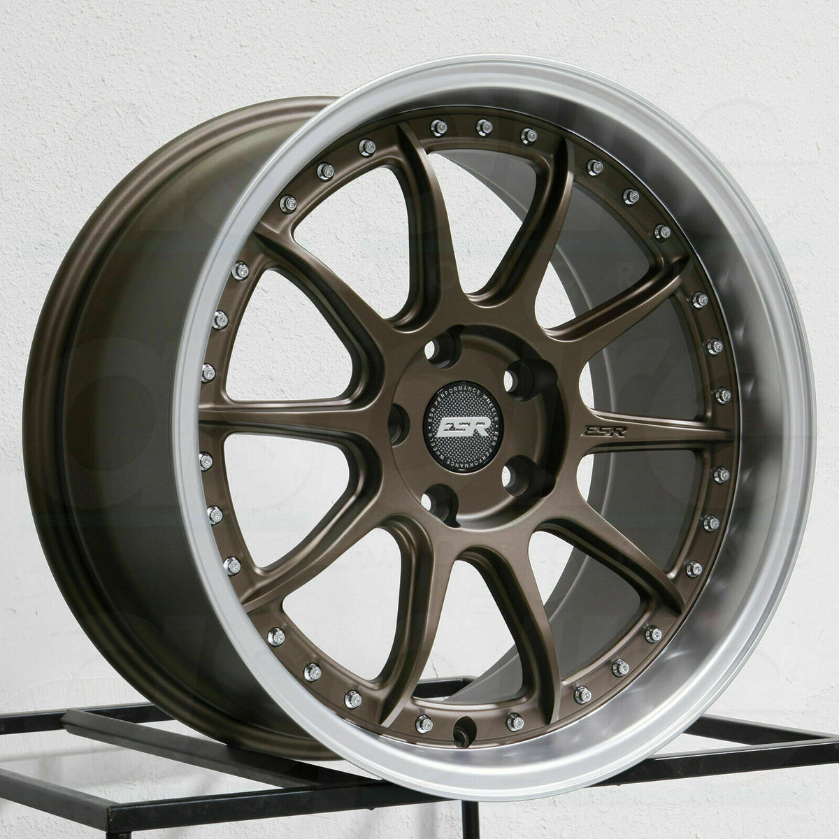 18" ESR CS12 Wheels 18x9.5 5x100 +35 Bronze Machined Lip Wheels Set of ...
