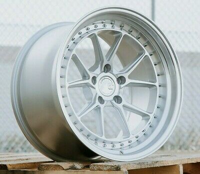 18x9.5 5x114.3 +22 Aodhan DS08 Silver Machined 18 Inch Concave Wheels ...