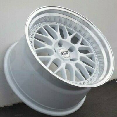 18" ESR SR01 White Machined Lip Deep Dish Wheels 18x10.5 +22 5x114.3 S ...