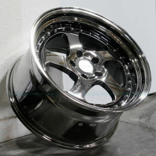 18" Deep Dish ESR SR02 Wheels 18x10.5 5x114.3 +22 Black Chrome (Rims S ...