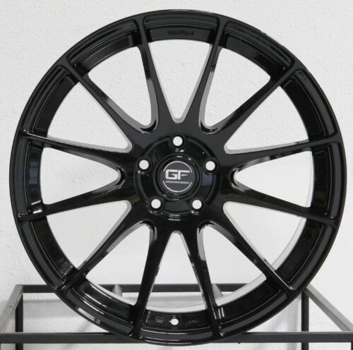 19" MRR GF6 Gloss Black Wheels 19x8.5 5x108 +35 Ground Force Rims Set ...