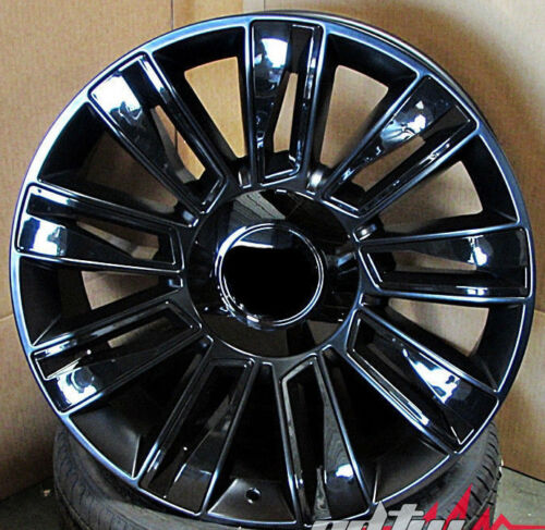 24 Inch Black Wheels Fit Cadillac Escalade Chevy Silverado 1500 24x9.5 ...