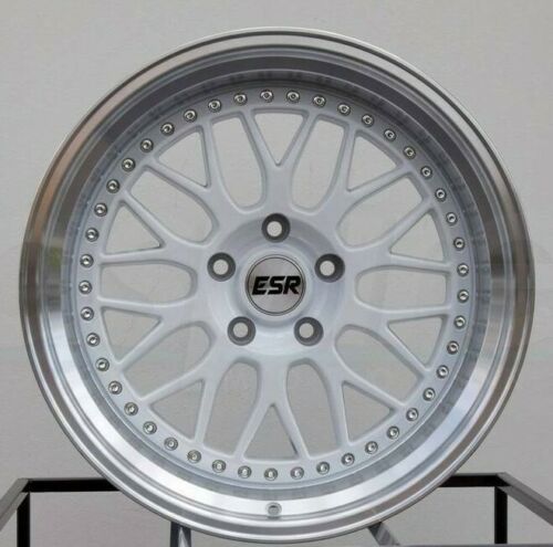 18 Inch ESR SR01 White Deep Dish Wheels 18x10.5 5x114.3 +15 Rims Set 4 ...