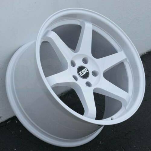 ESR SR07 Gloss White 18 Inch Wheels 18x10.5 +22 5x114.3 Rims Set 4 ...